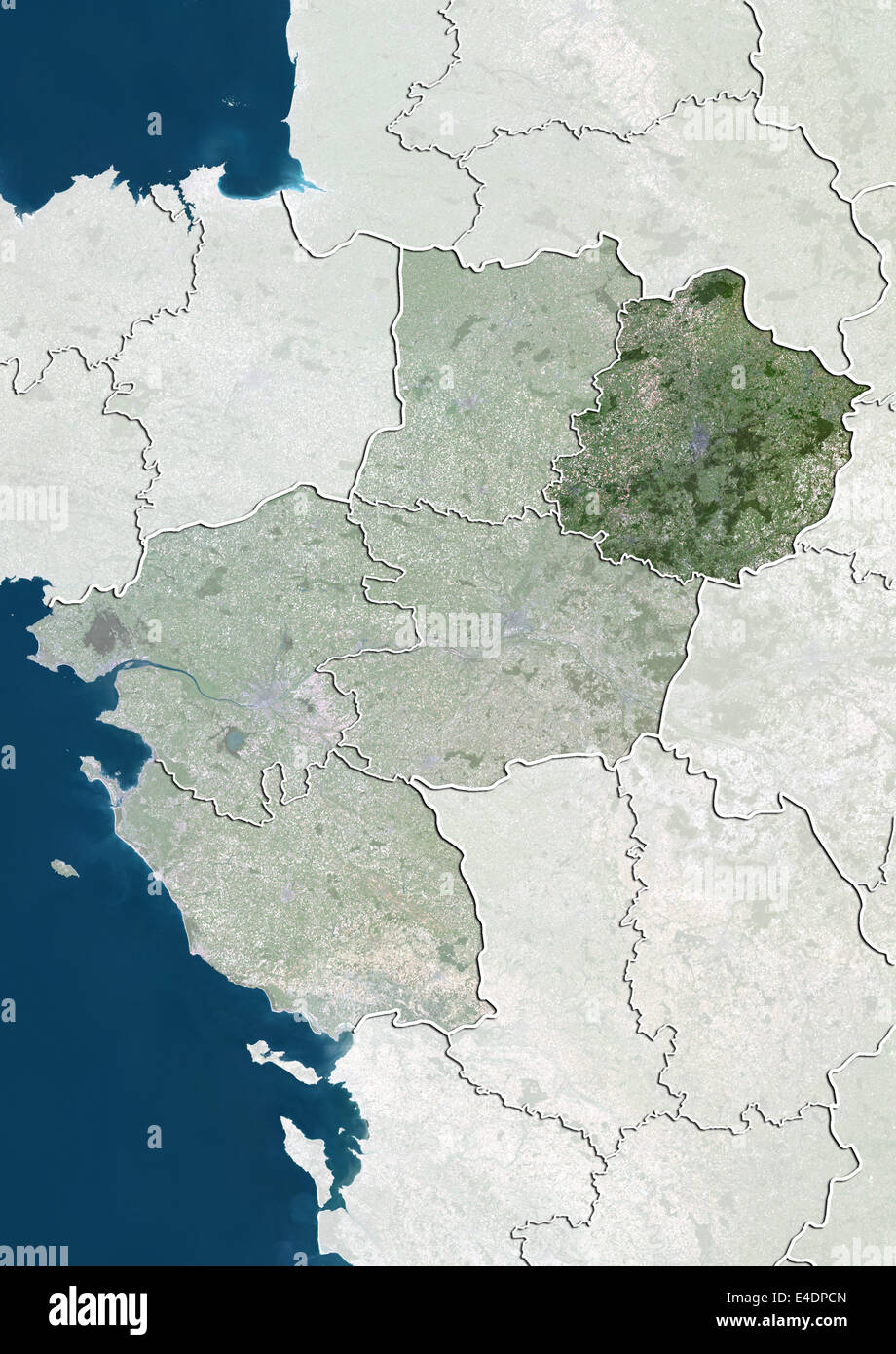 Departement of Sarthe, France, True Colour Satellite Image Stock Photo ...