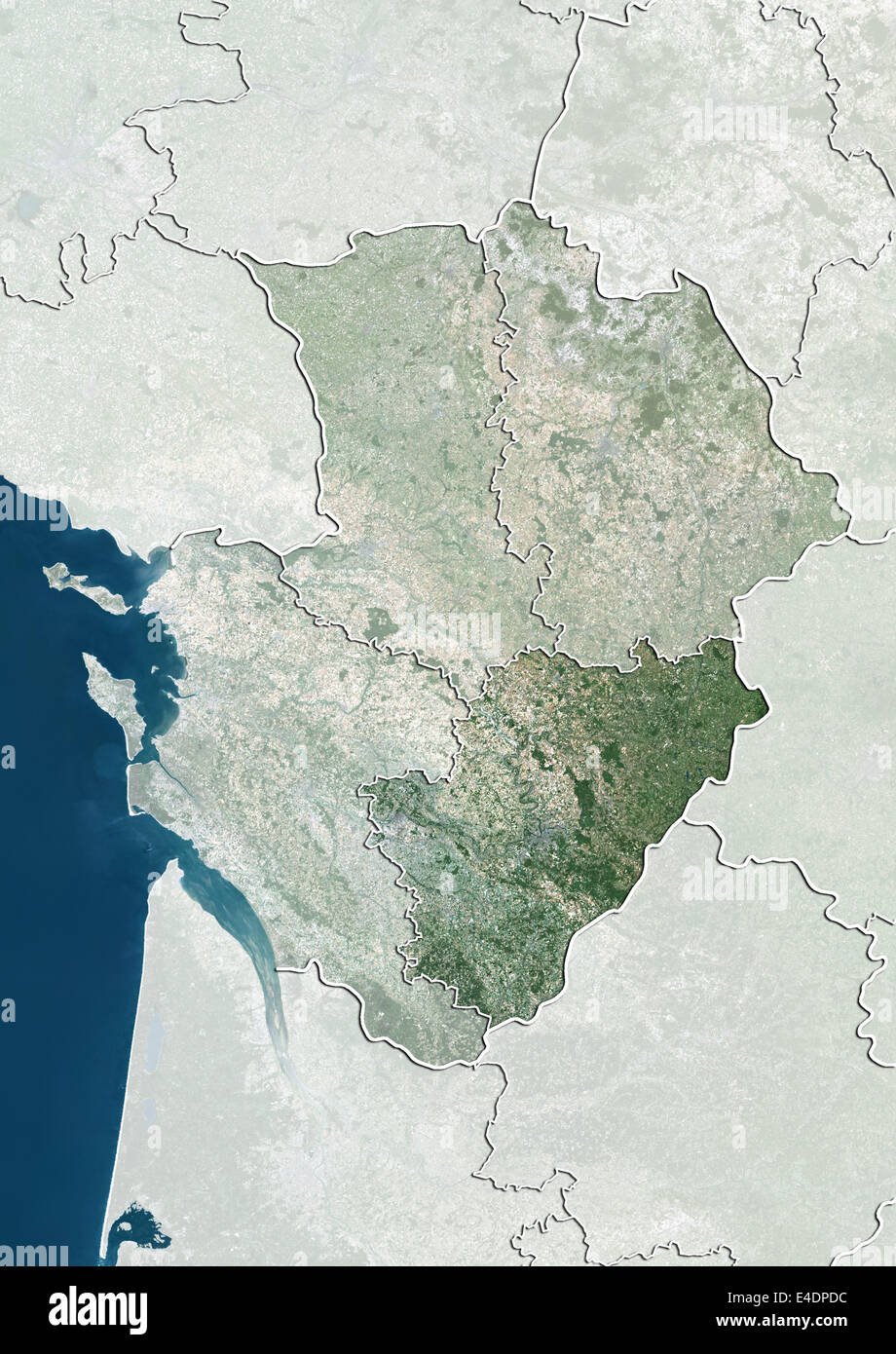 Departement of Charente, France, True Colour Satellite Image Stock ...