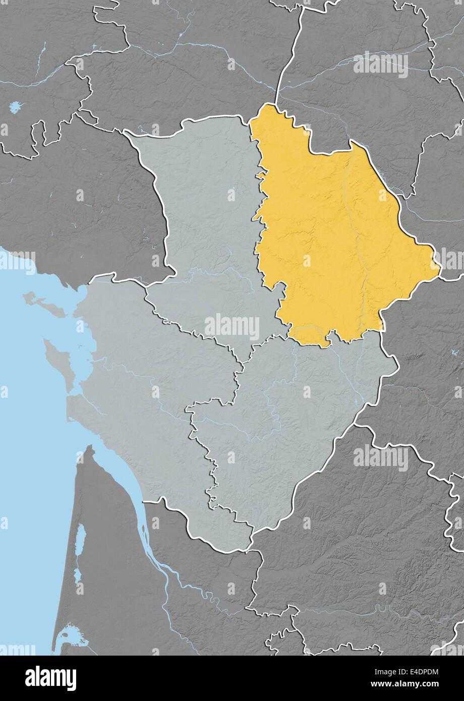 Departement of Vienne, France, Relief Map Stock Photo - Alamy