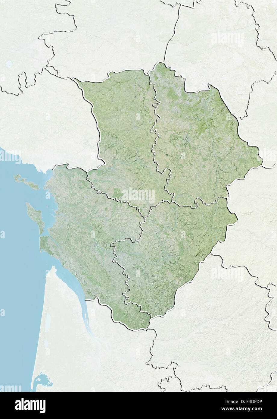 Region of Poitou-Charentes, France, Relief Map Stock Photo - Alamy
