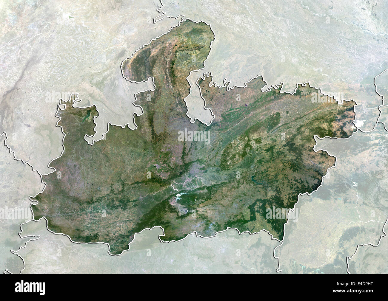 State of Madhya Pradesh, India, True Colour Satellite Image Stock Photo ...