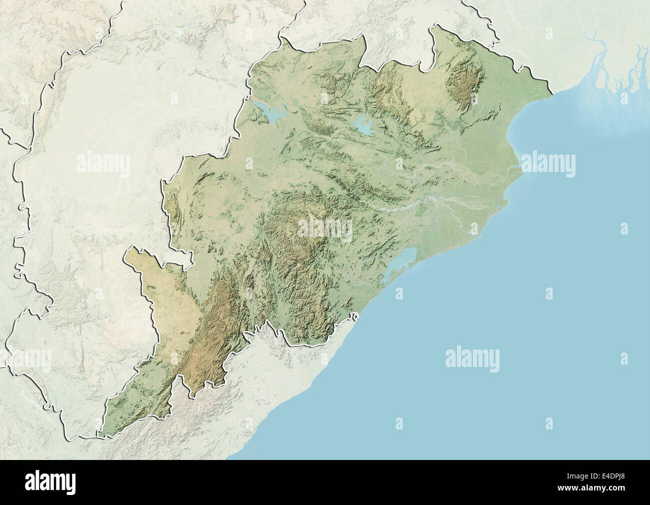 State of Orissa, India, Relief Map Stock Photo - Alamy