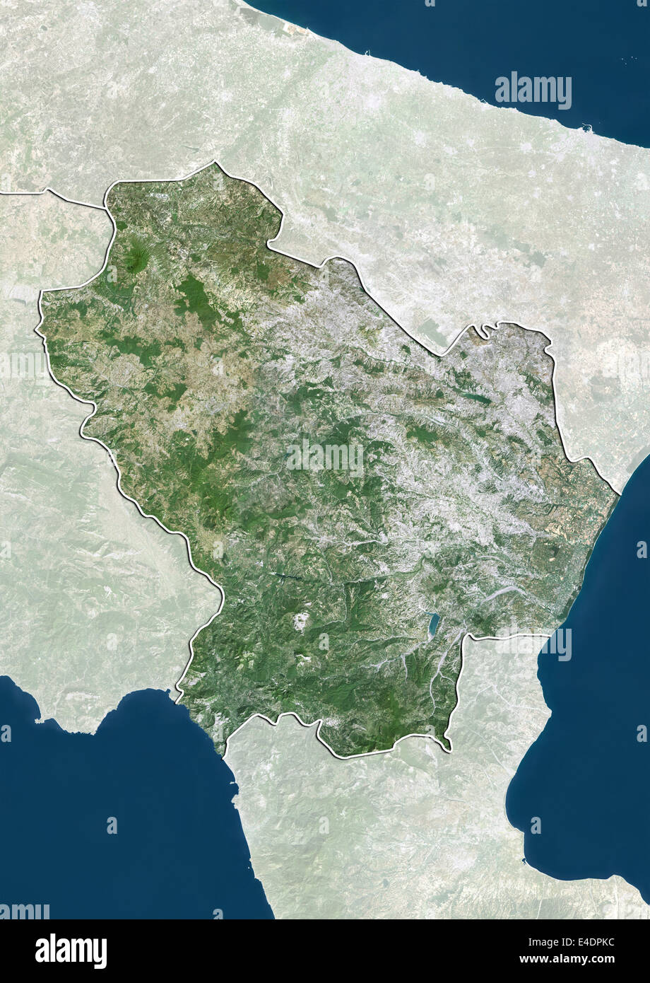 Region of Basilicata, Italy, True Colour Satellite Image Stock Photo ...