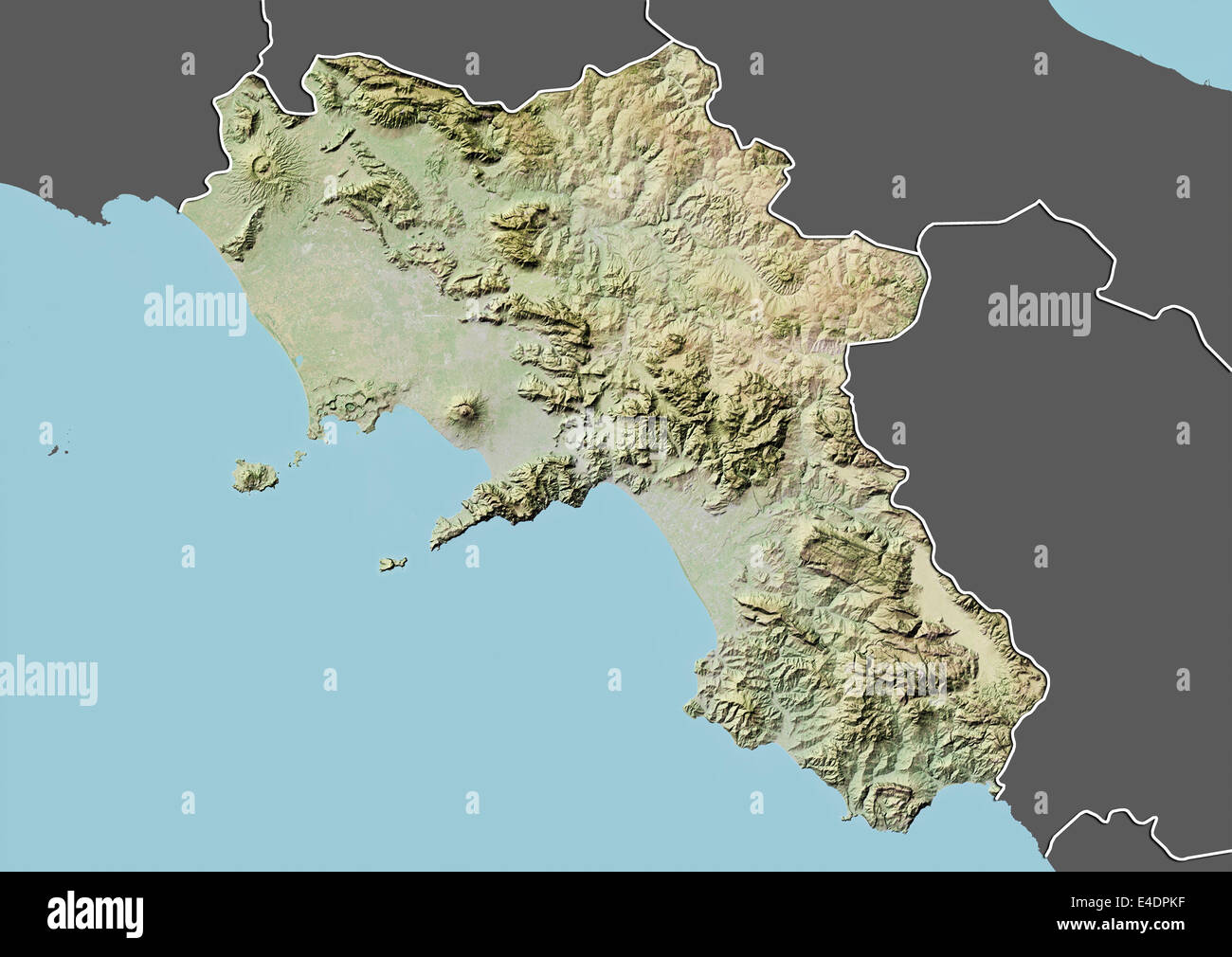 Region of Campania, Italy, Relief Map Stock Photo - Alamy