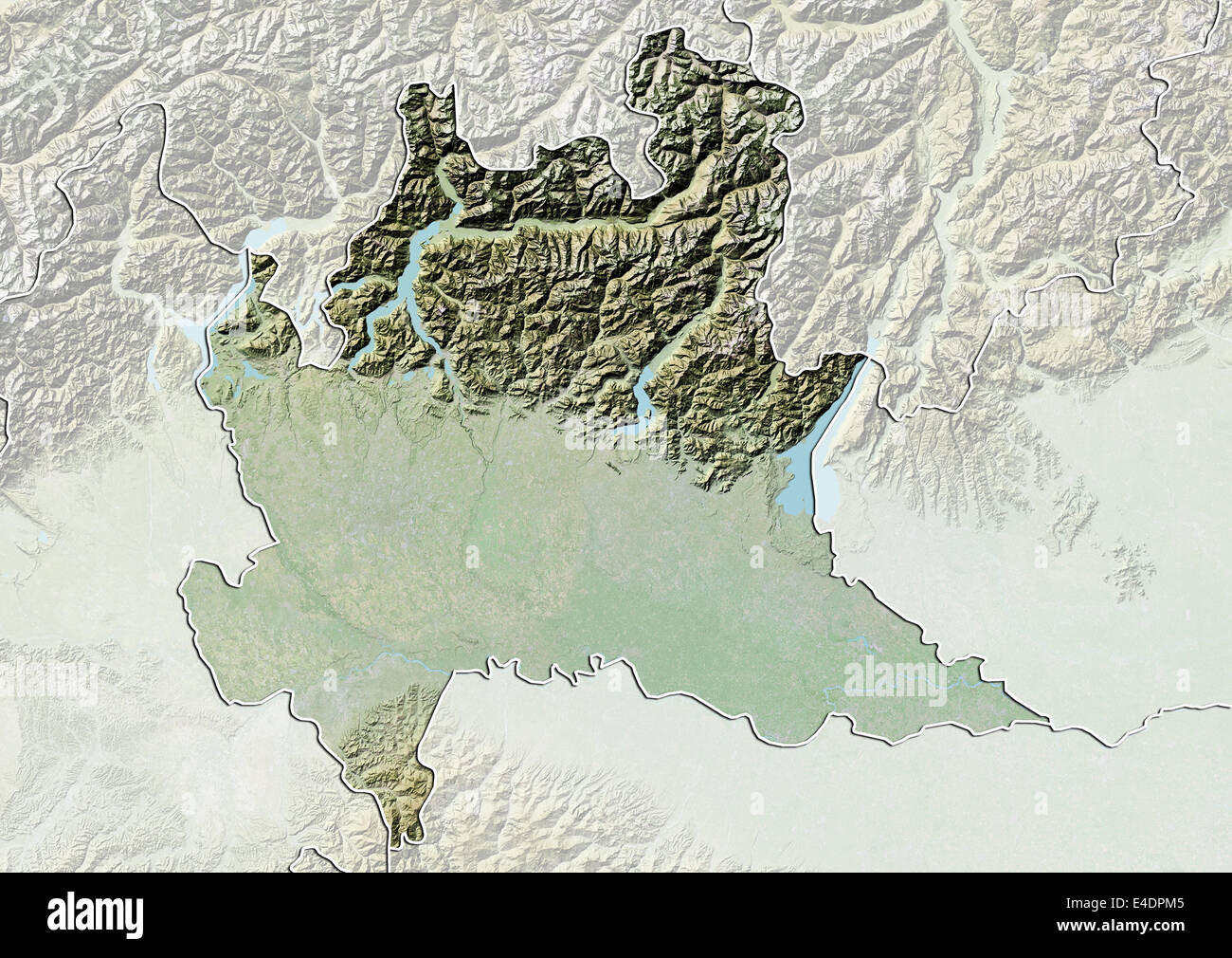 Region of Lombardy, Italy, Relief Map Stock Photo - Alamy