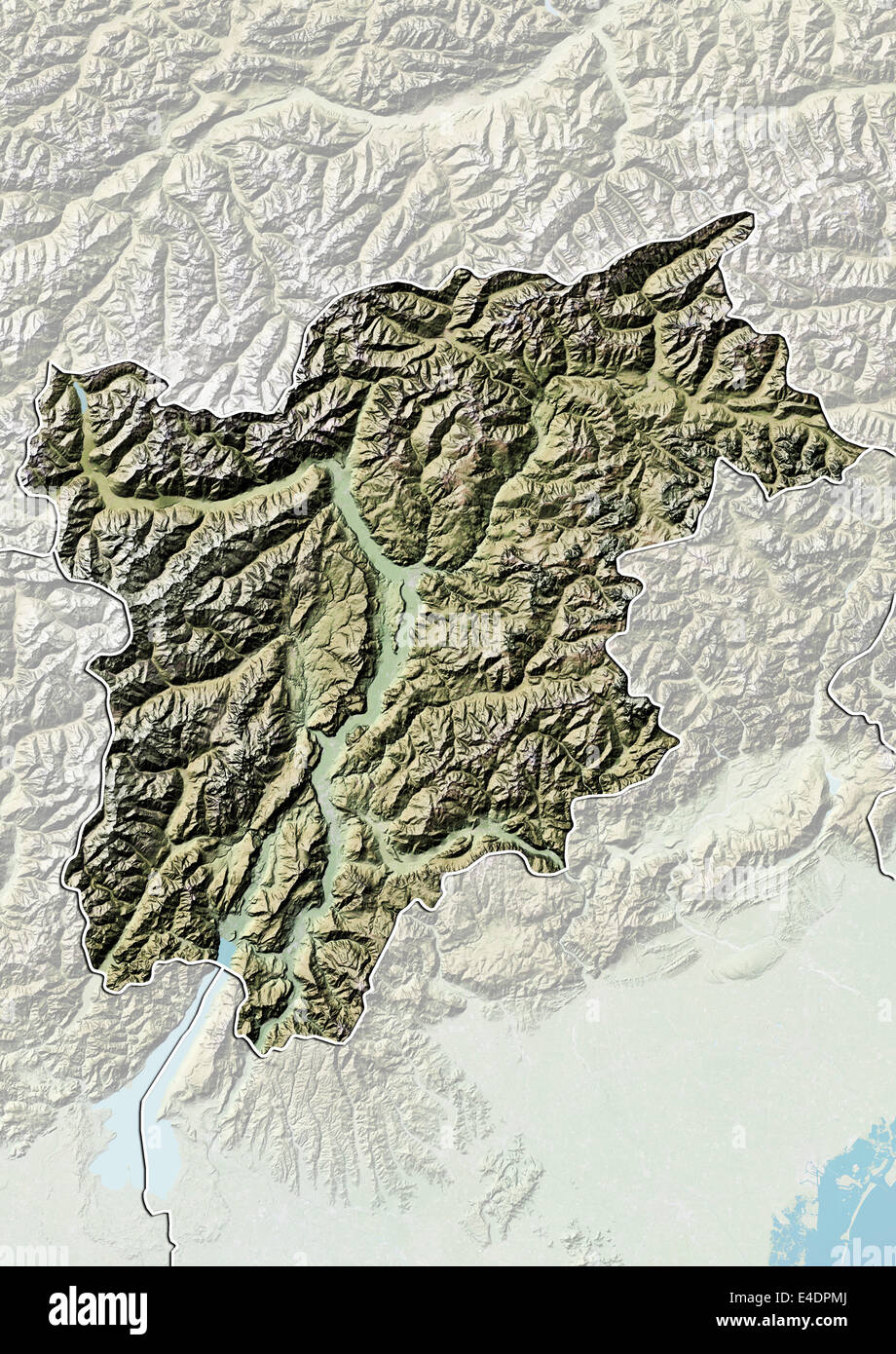 Region of Trentino-Alto Adige, Italy, Relief Map Stock Photo - Alamy