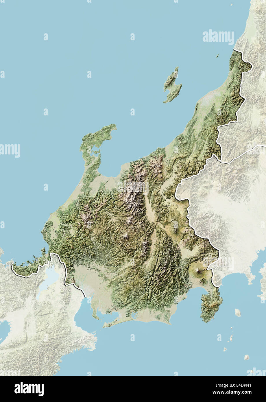 Region of Chubu, Japan, Relief Map Stock Photo - Alamy
