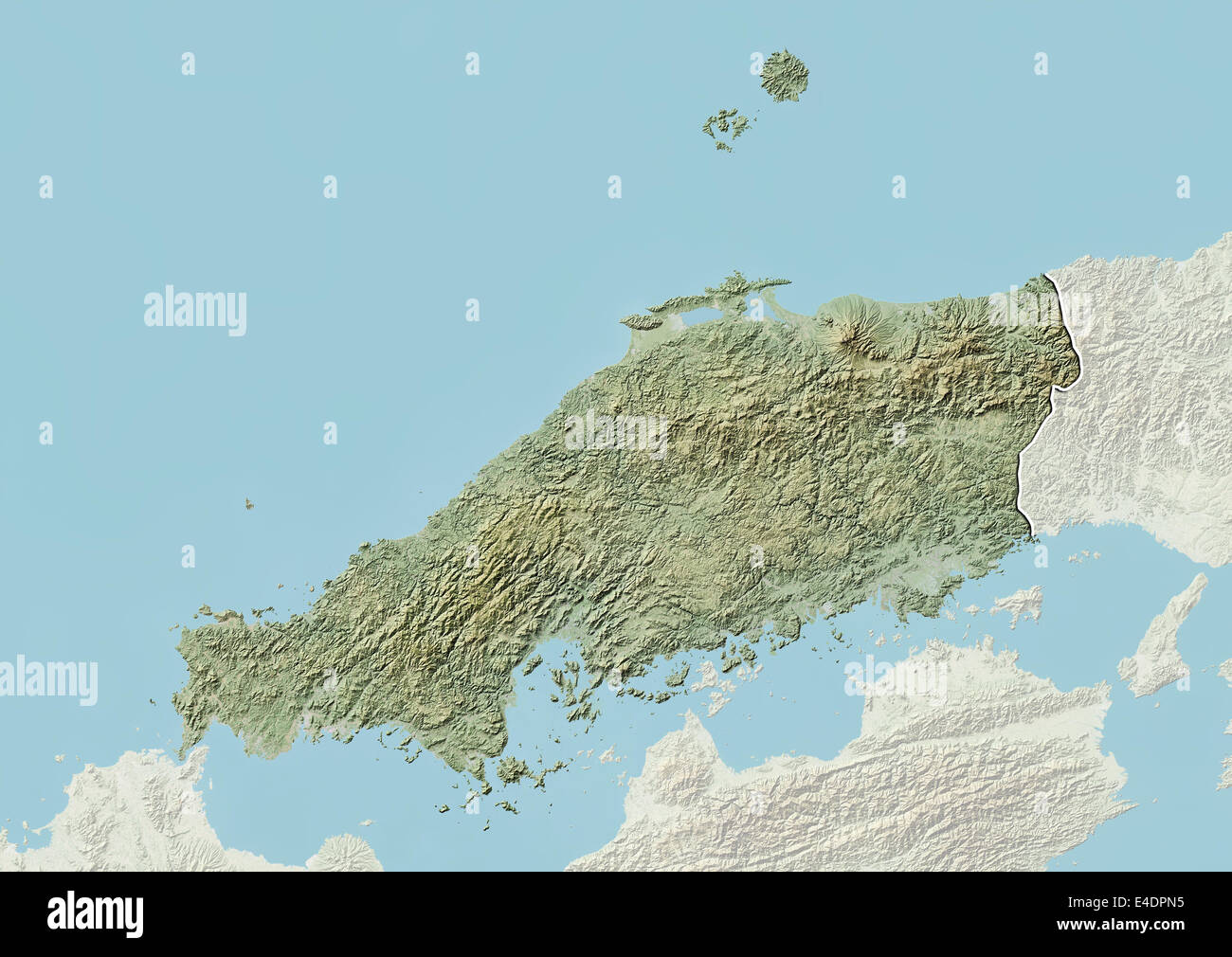 Region of Chugoku, Japan, Relief Map Stock Photo - Alamy