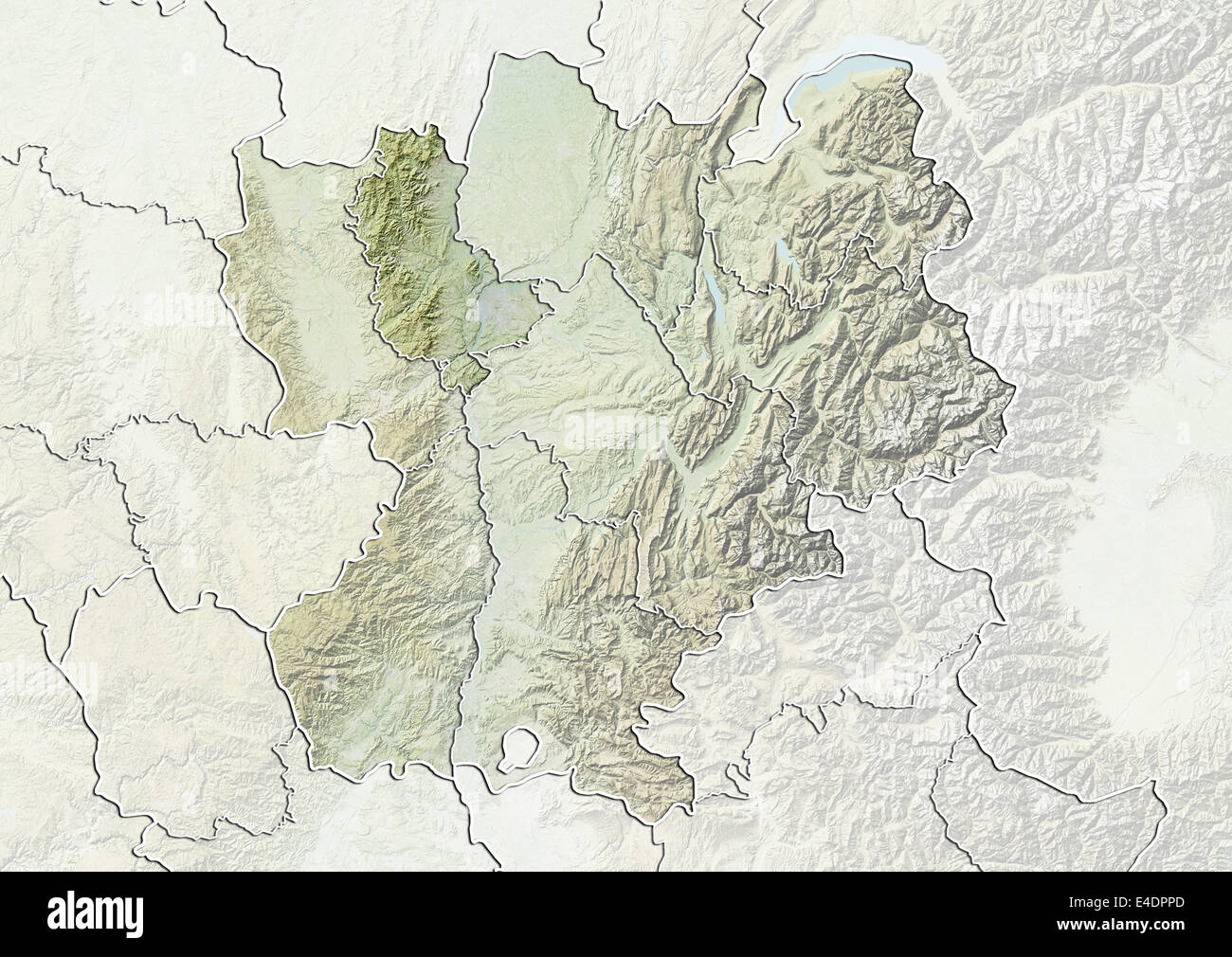 Departement of Rhone, France, Relief Map Stock Photo - Alamy