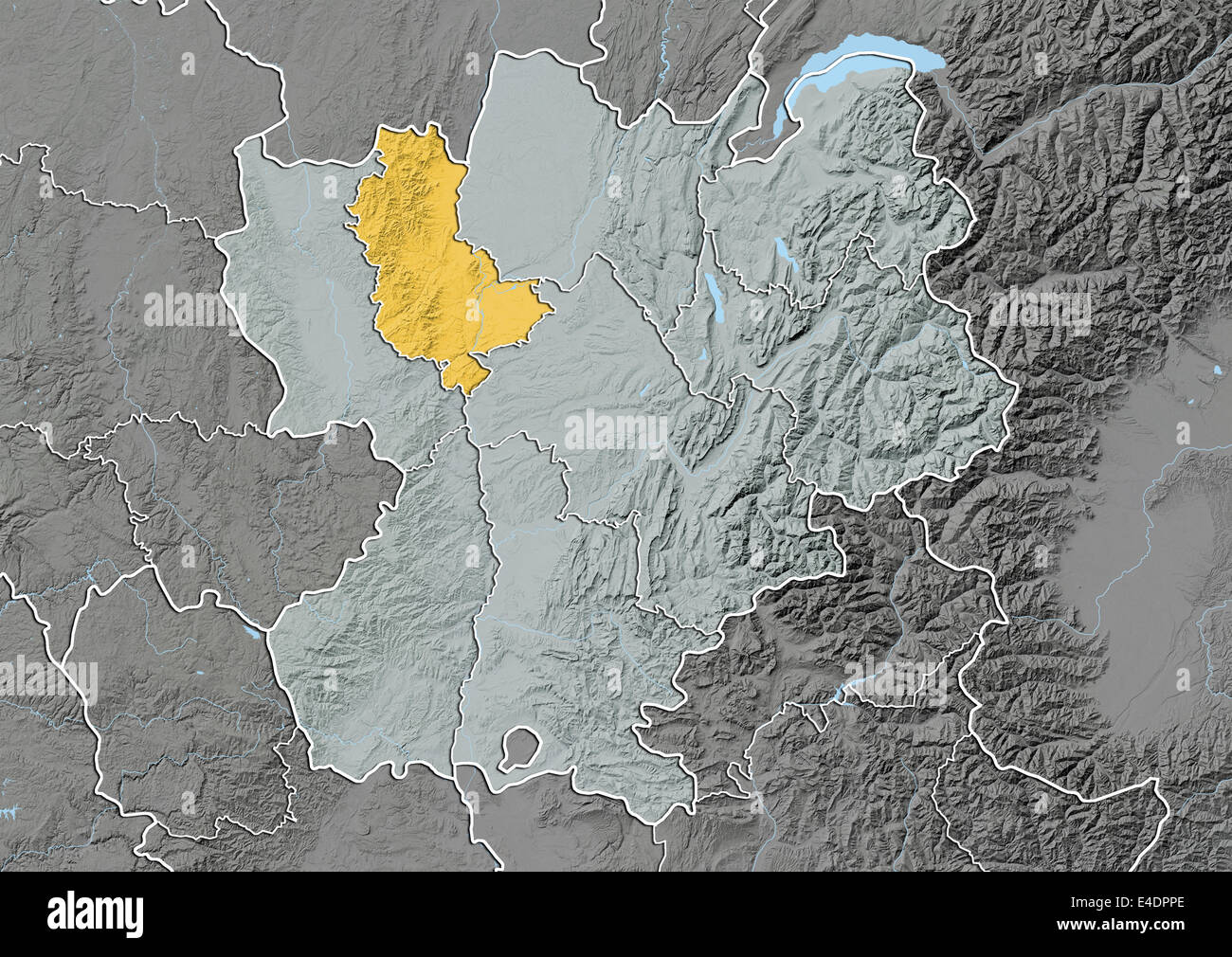Departement of Rhone, France, Relief Map Stock Photo - Alamy