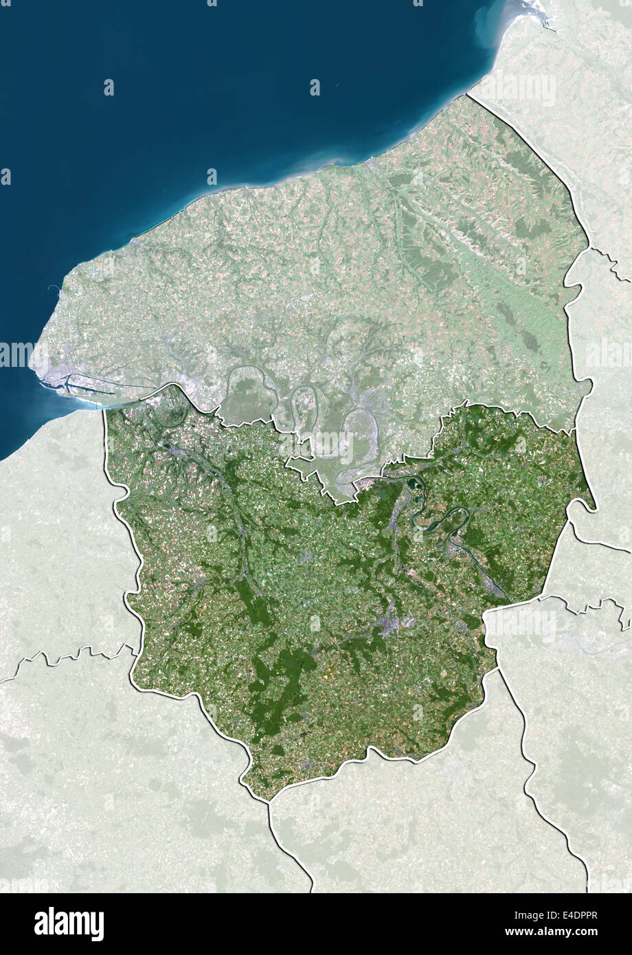 Departement of Eure, France, True Colour Satellite Image Stock Photo ...