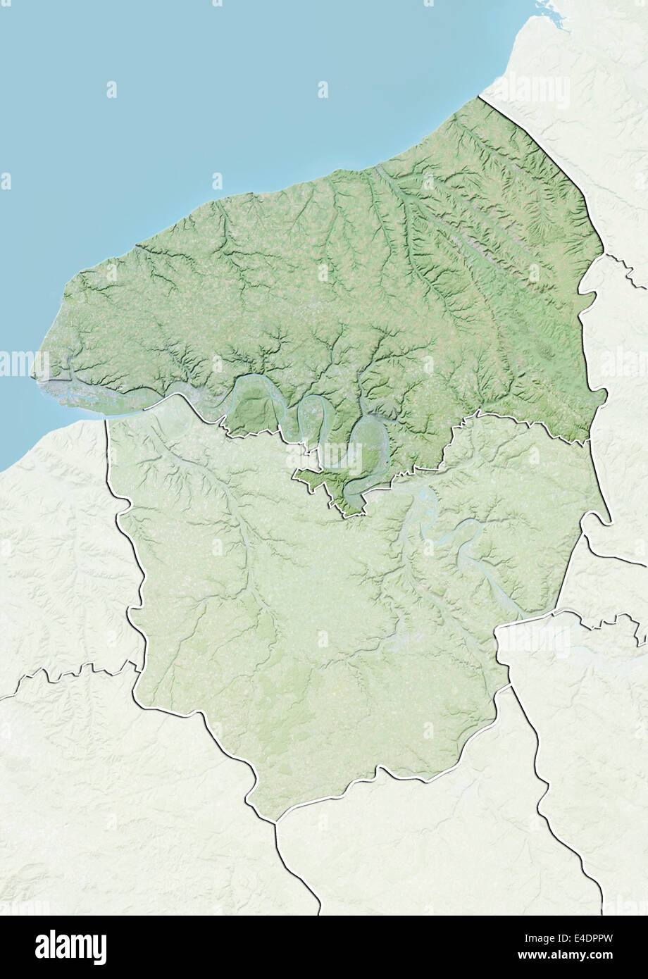 Departement of Seine-Maritime, France, Relief Map Stock Photo - Alamy