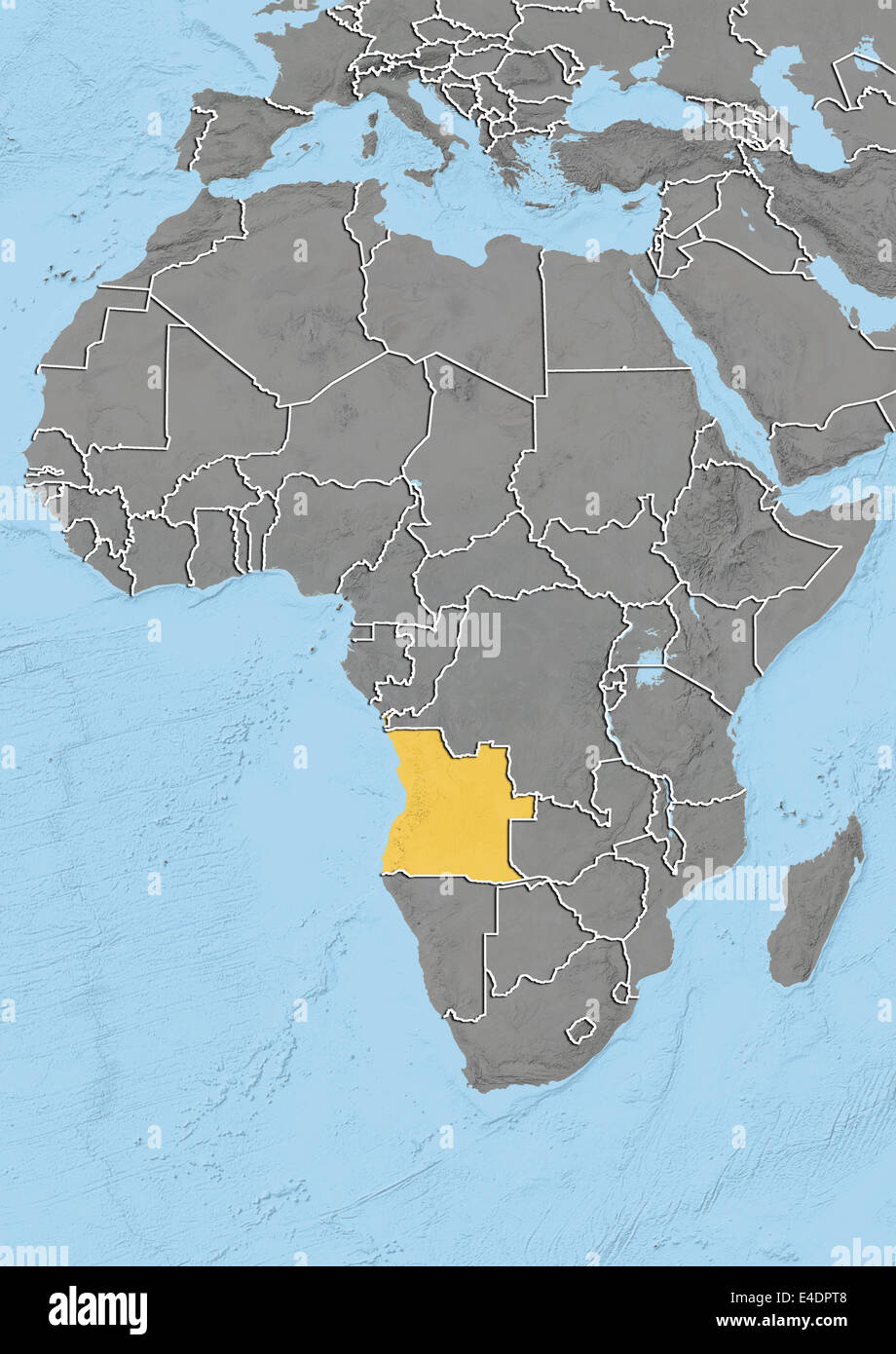 Angola, Relief Map Stock Photo - Alamy