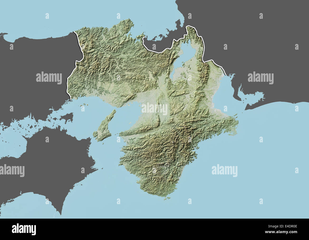 Region of Kansai, Japan, Relief Map Stock Photo - Alamy
