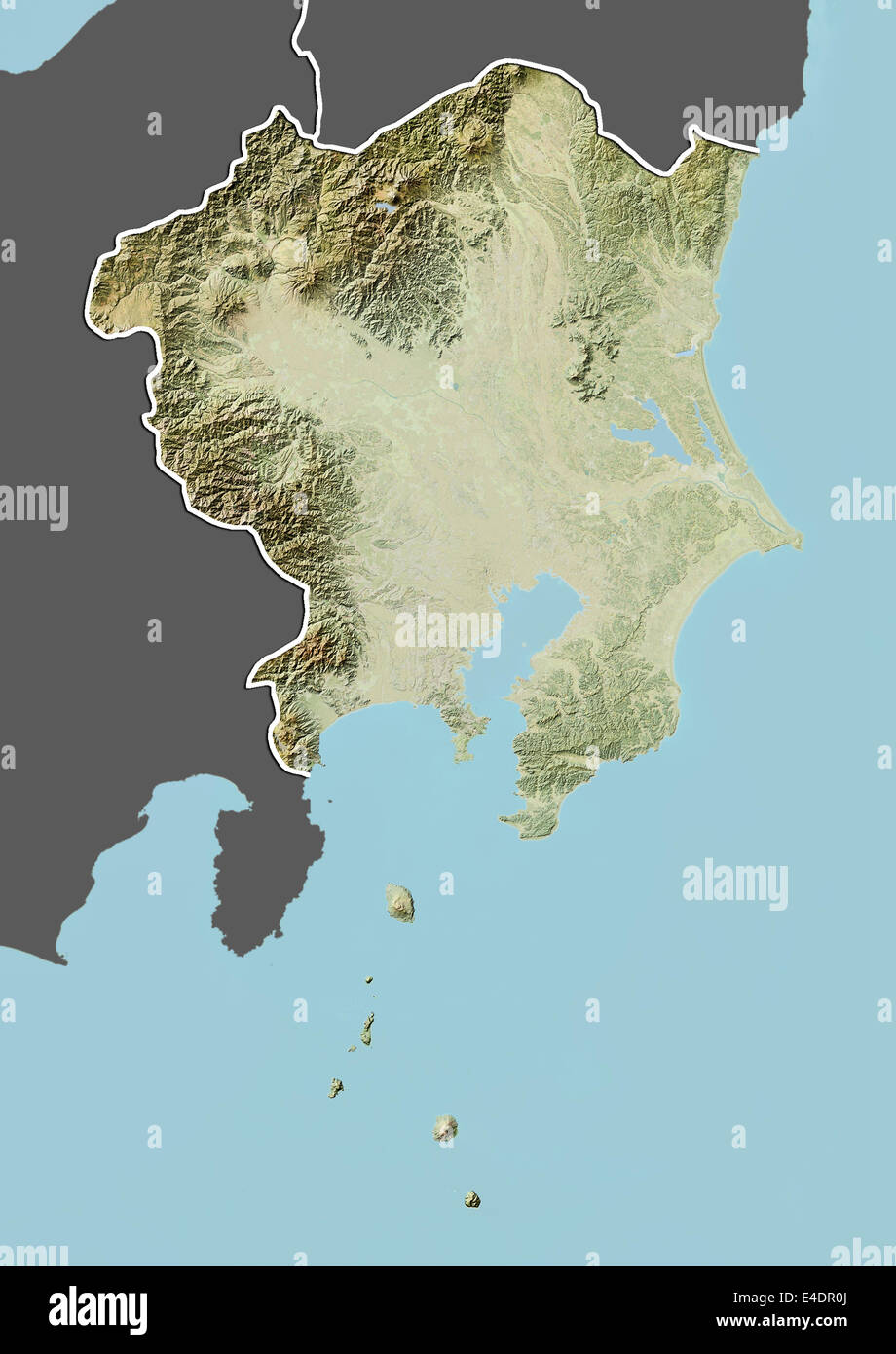 Region of Kanto, Japan, Relief Map Stock Photo - Alamy