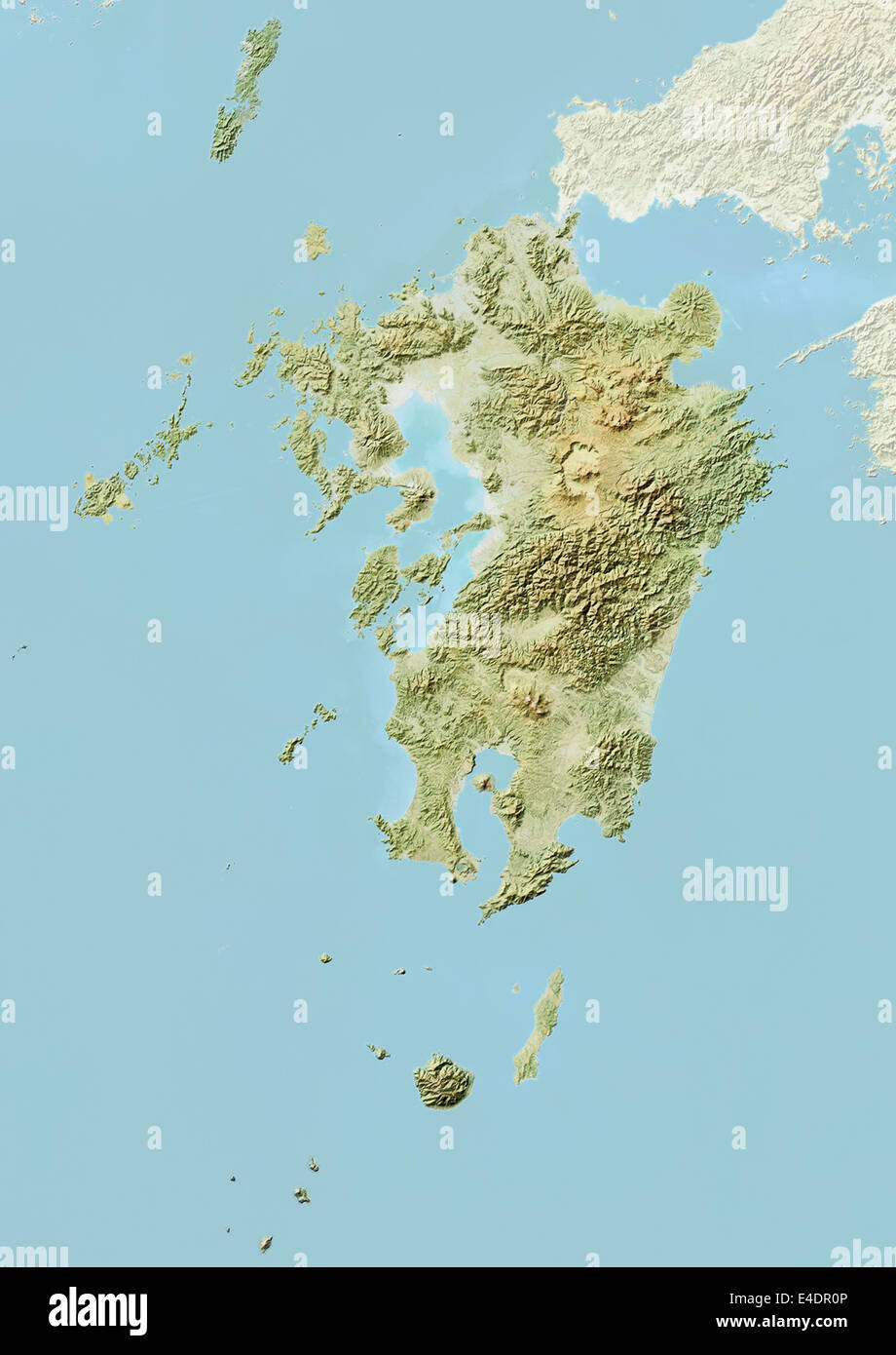 Region of Kyushu, Japan, Relief Map Stock Photo - Alamy