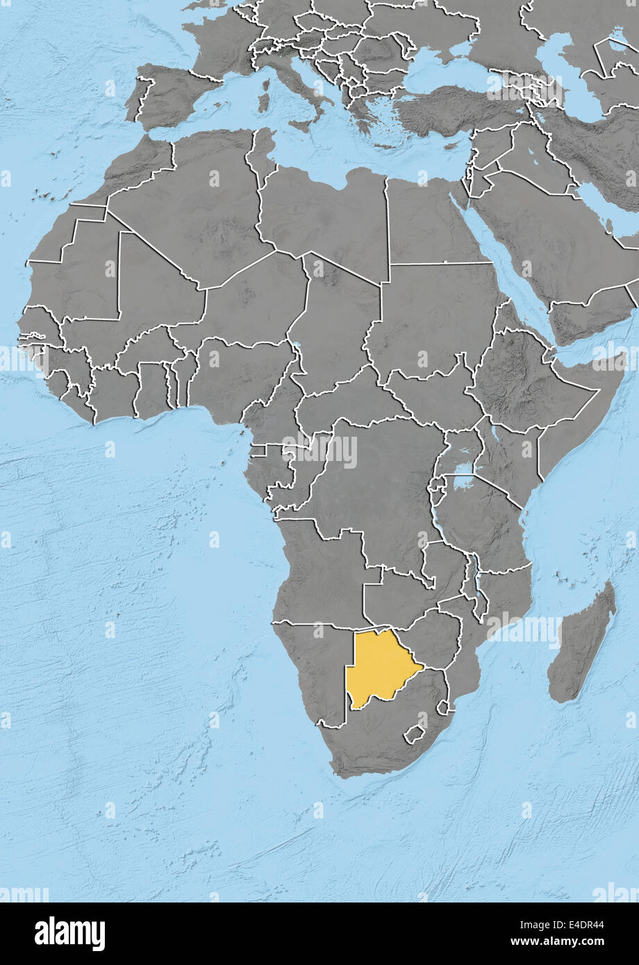 Botswana, Relief Map Stock Photo - Alamy