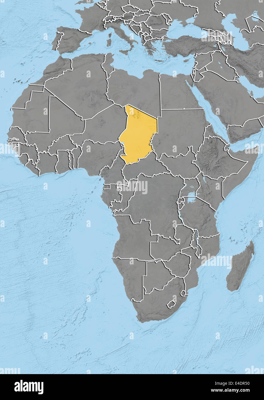 Chad, Relief Map Stock Photo - Alamy