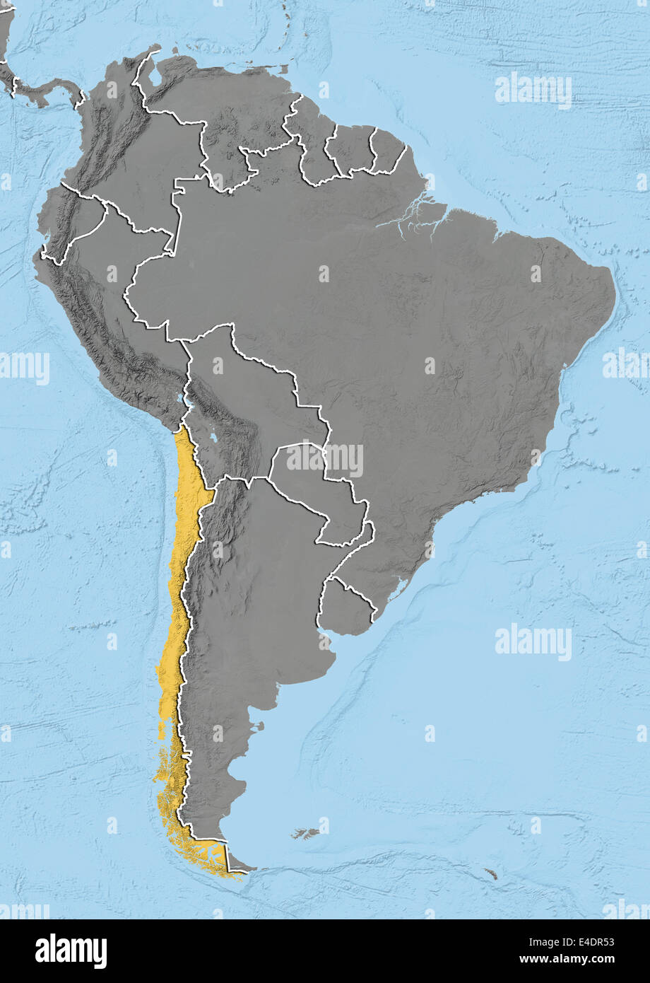 Chile, Relief Map Stock Photo - Alamy