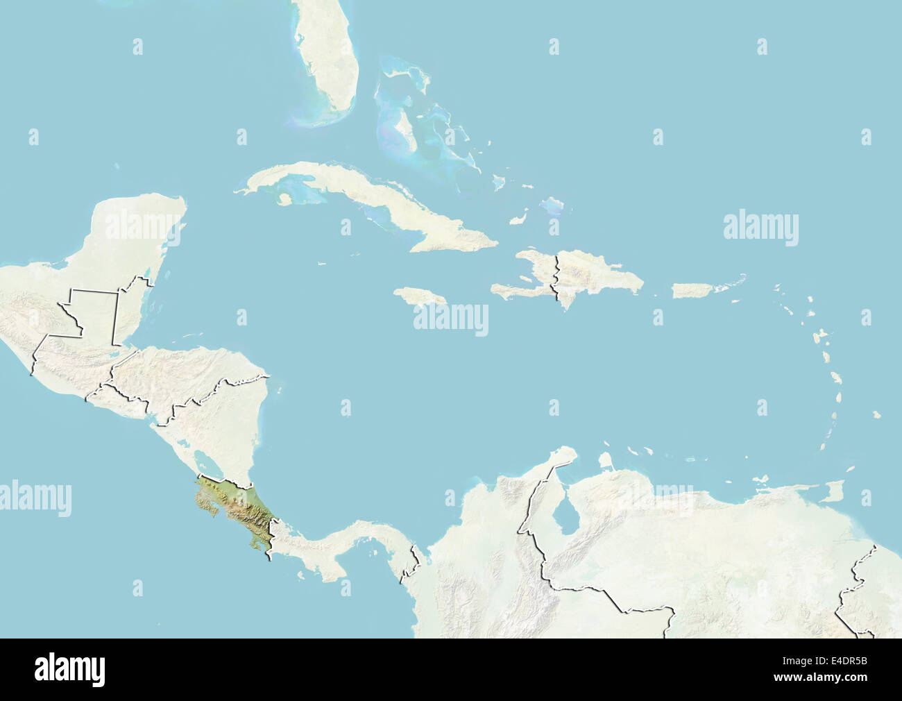 Costa Rica, Relief Map Stock Photo - Alamy