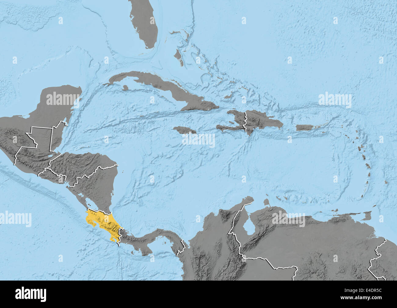 Costa Rica, Relief Map Stock Photo - Alamy