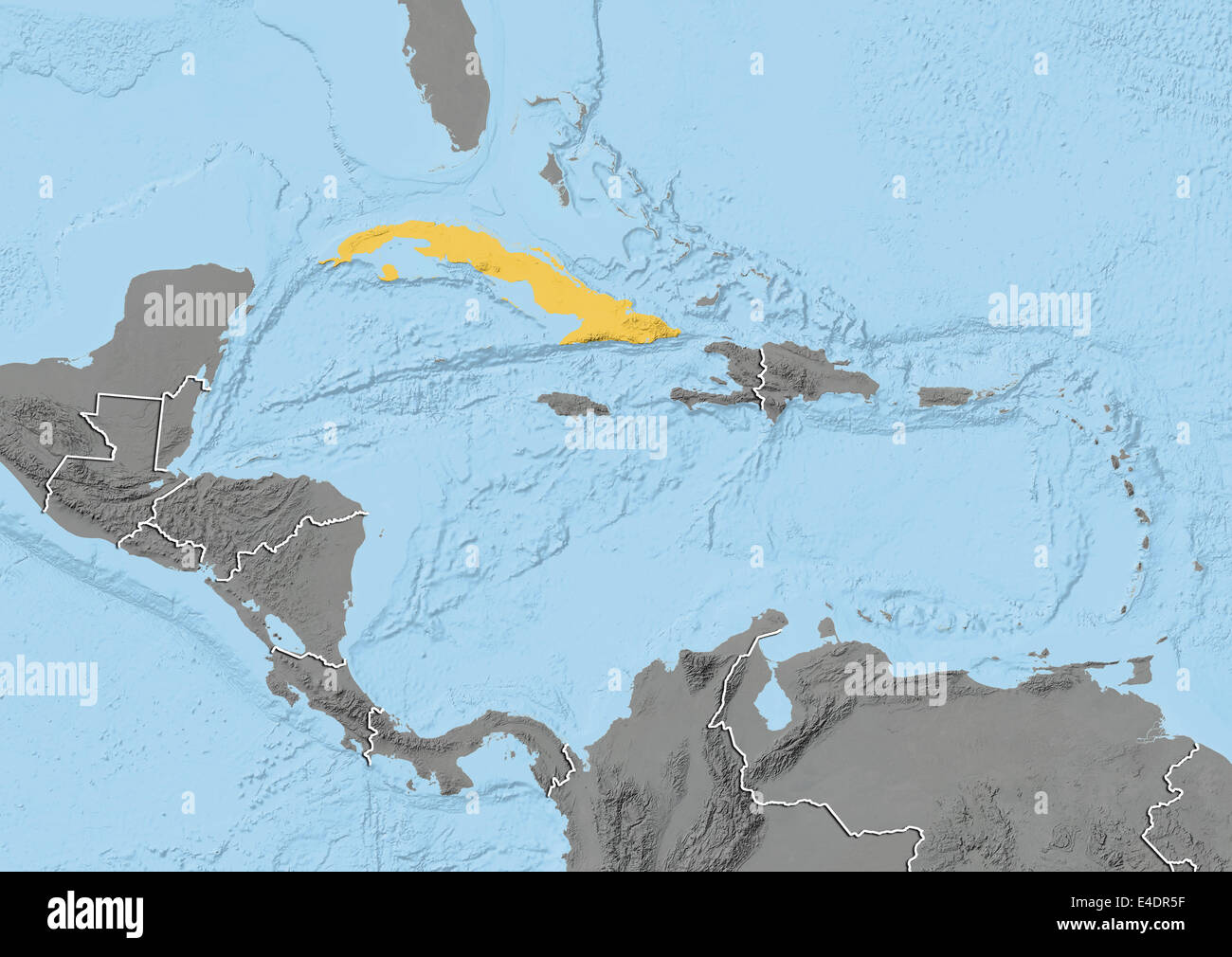 Cuba relief map border hi-res stock photography and images - Alamy