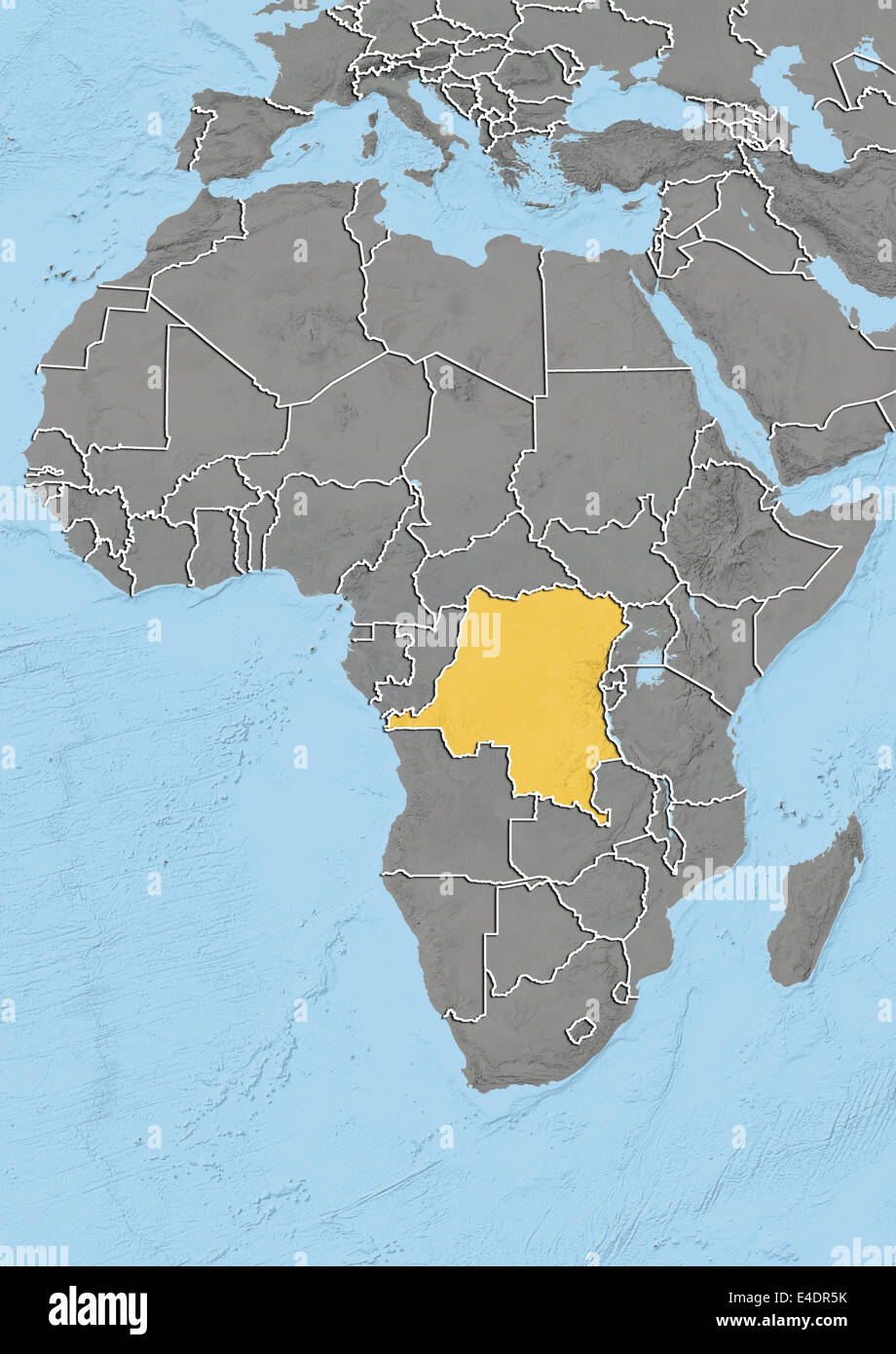 Democratic Republic of Congo, Relief Map Stock Photo - Alamy