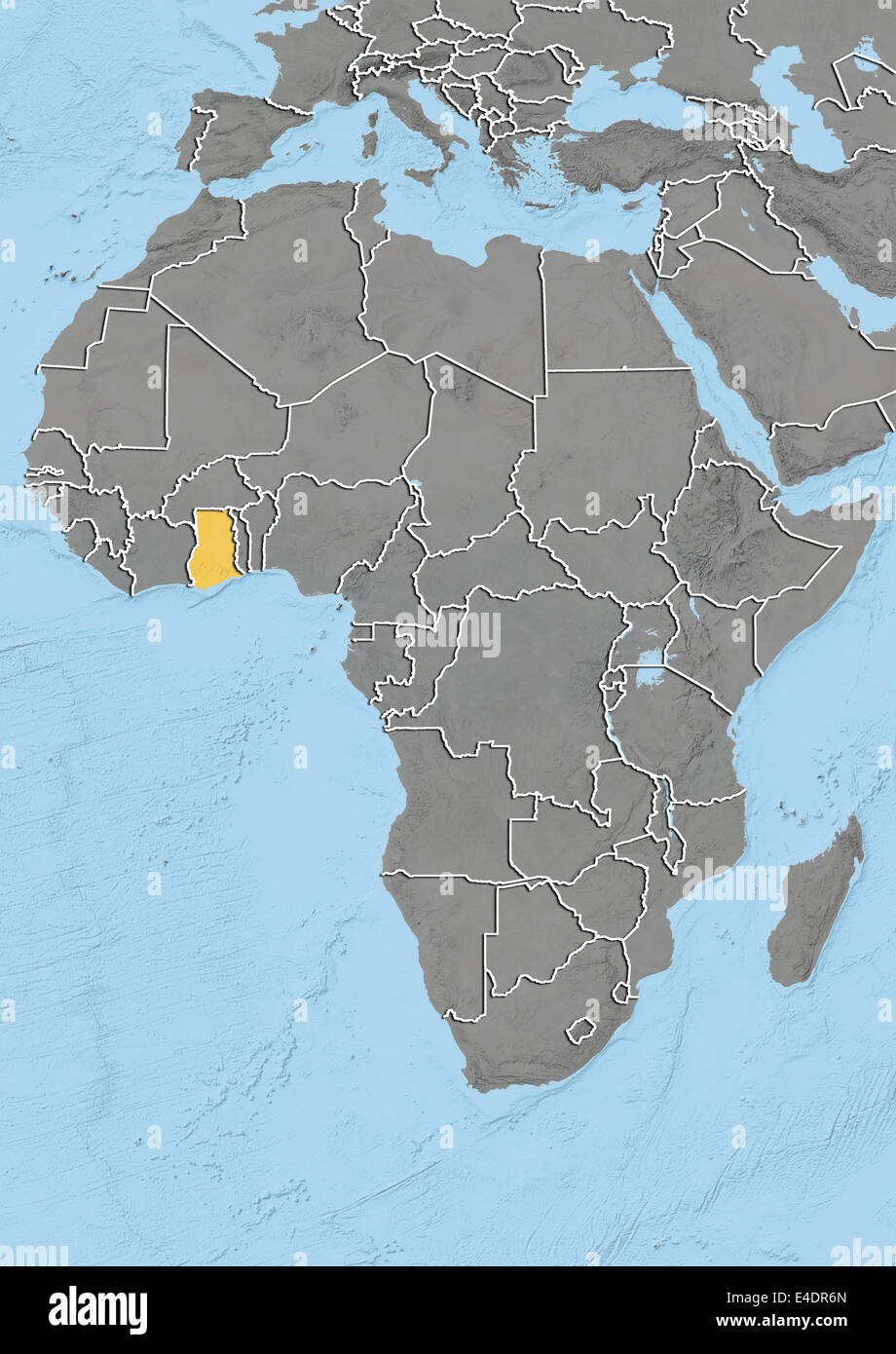 Ghana, Relief Map Stock Photo - Alamy