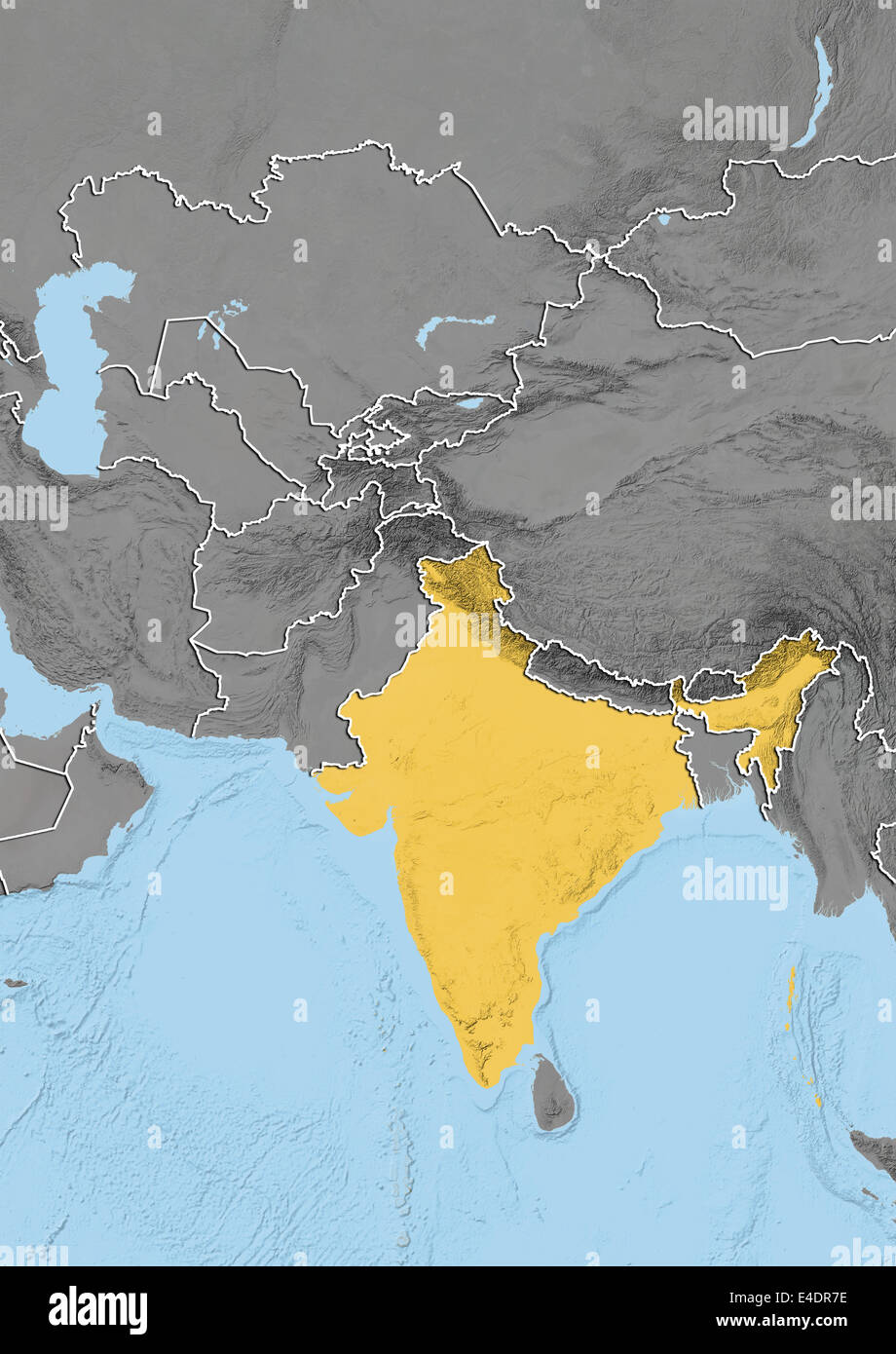 India, Relief Map Stock Photo - Alamy