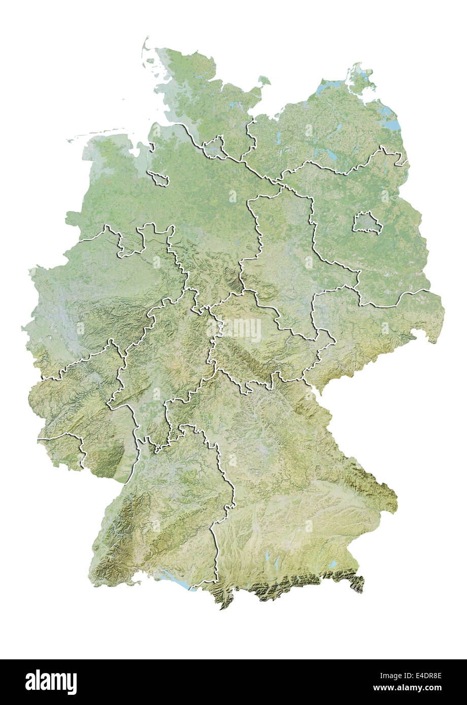 Germany, Relief Map With State Boundaries Stock Photo - Alamy