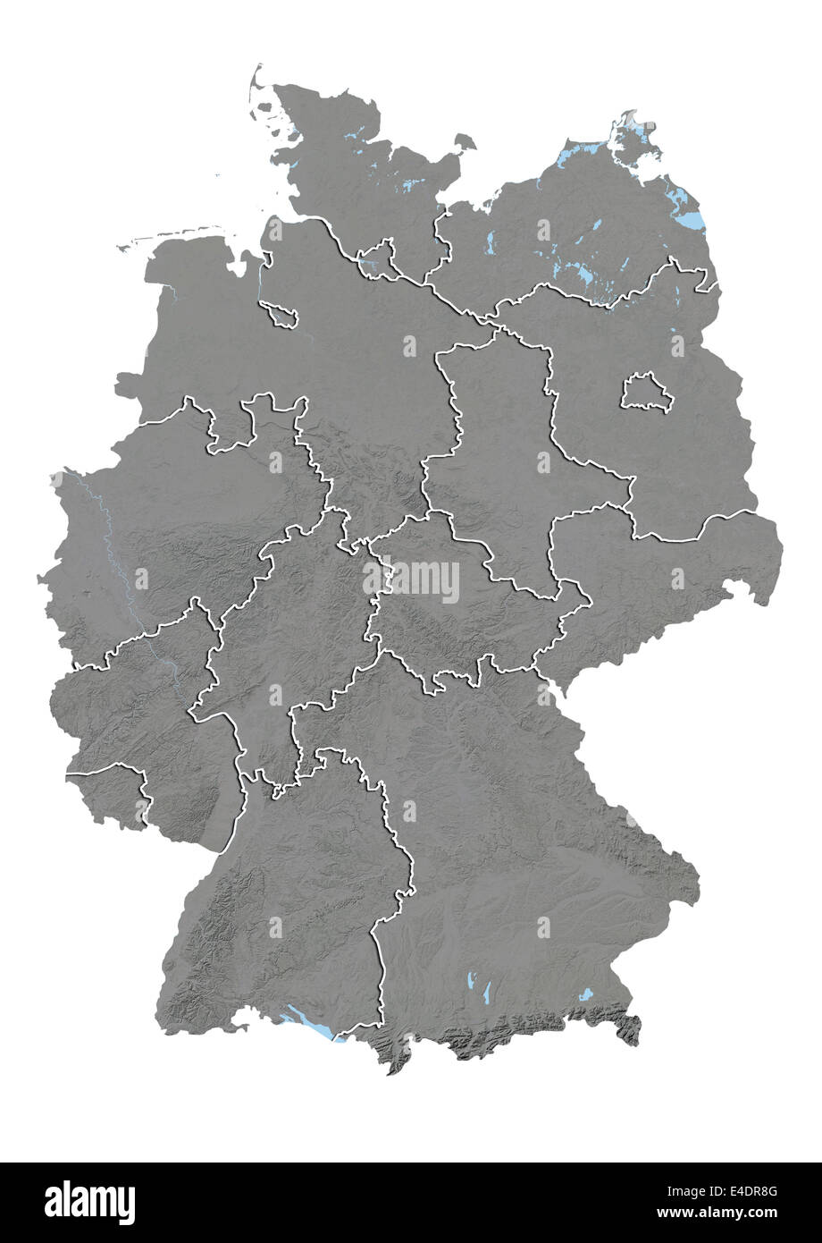 Germany, Relief Map With State Boundaries Stock Photo - Alamy