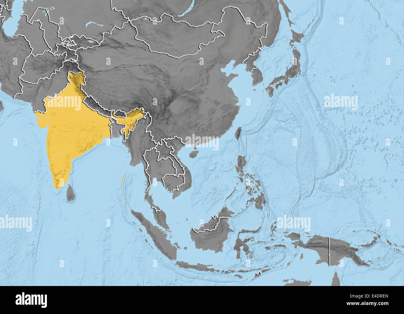 India, Relief Map Stock Photo - Alamy
