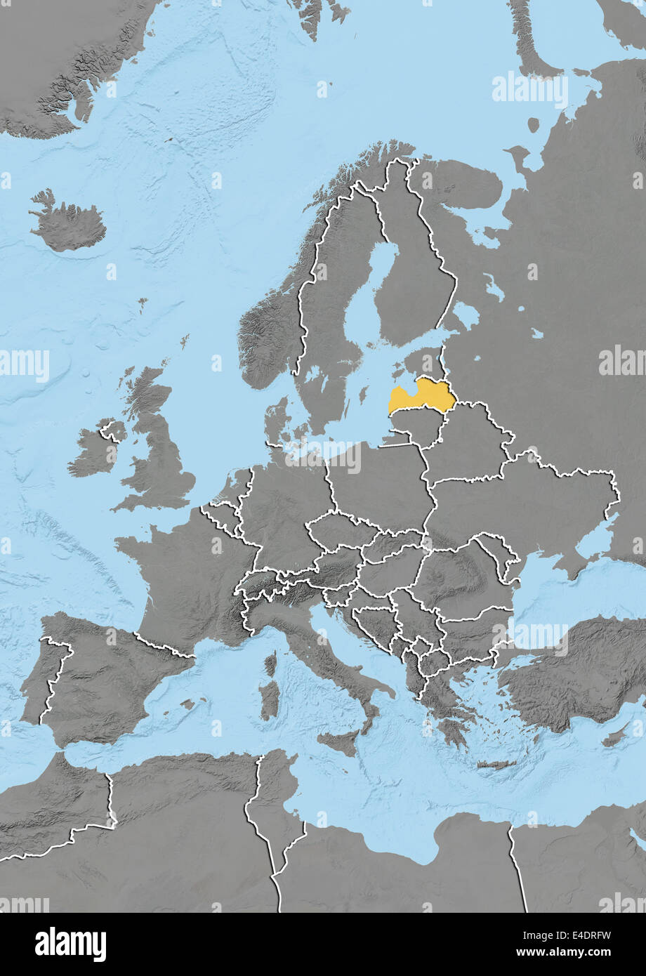 Latvia, Relief Map Stock Photo - Alamy