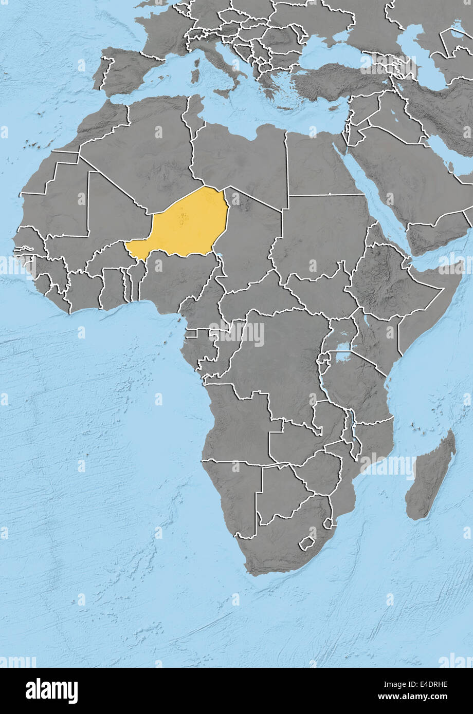 Niger, Relief Map Stock Photo - Alamy