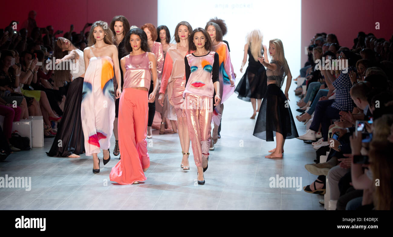 Berlin, Germany. 09th July, 2014. Models, among them Rebecca Mir (FRONT ...
