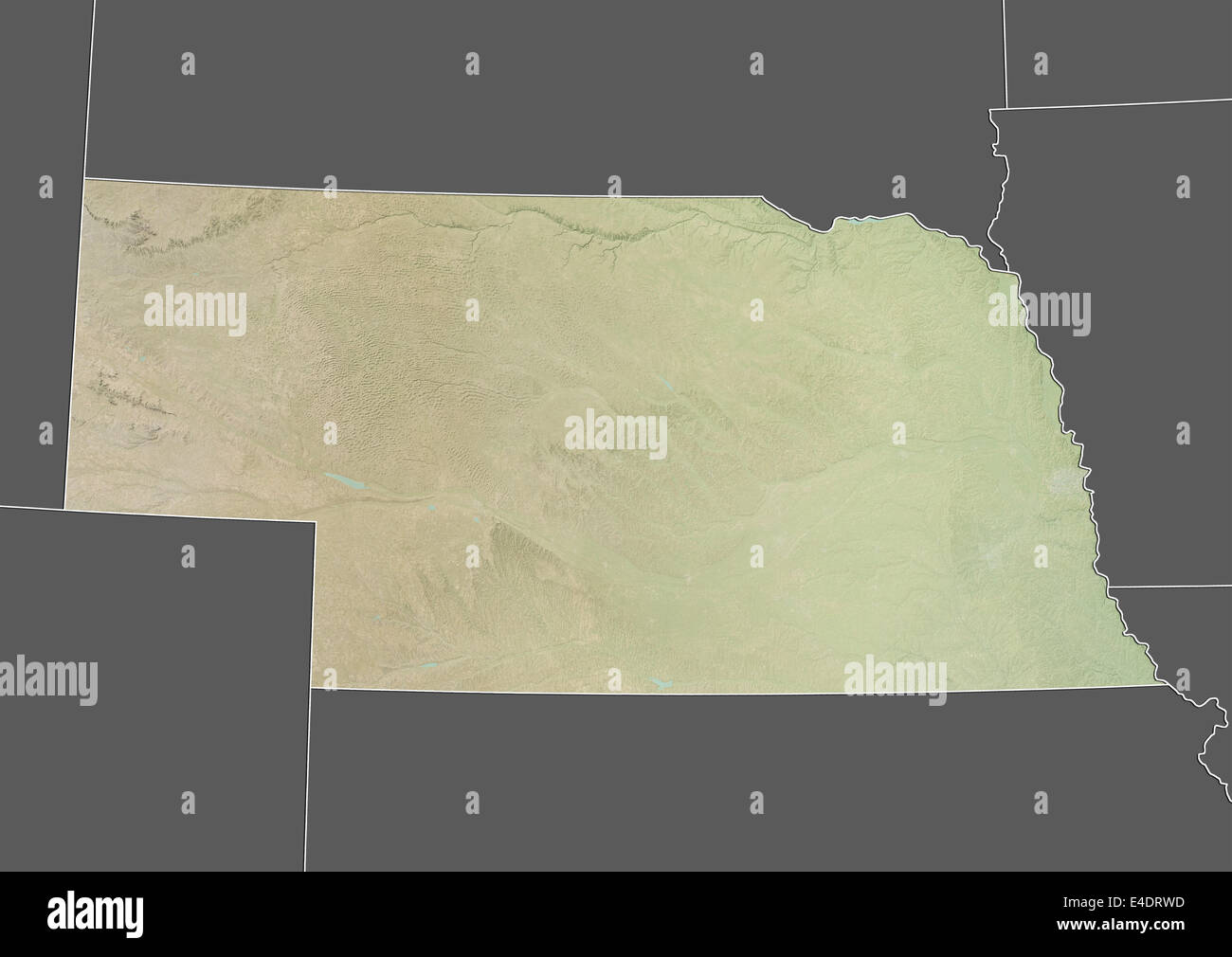 State of Nebraska, United States, Relief Map Stock Photo - Alamy