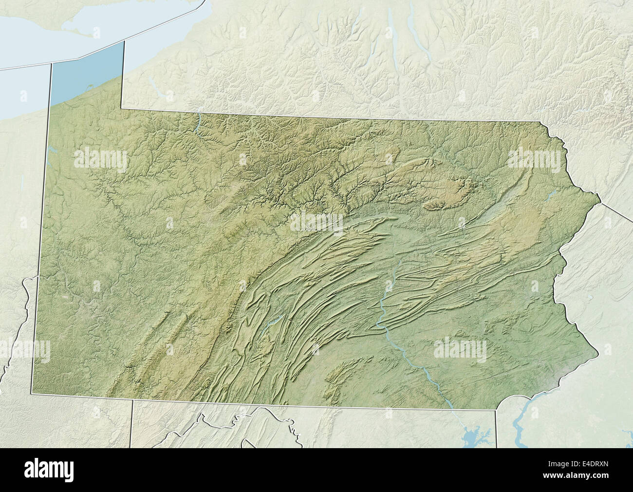 State of Pennsylvania, United States, Relief Map Stock Photo - Alamy