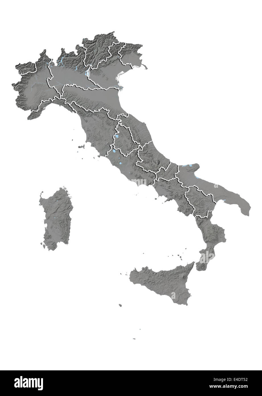 Italy, Relief Map With Province Boundaries Stock Photo - Alamy