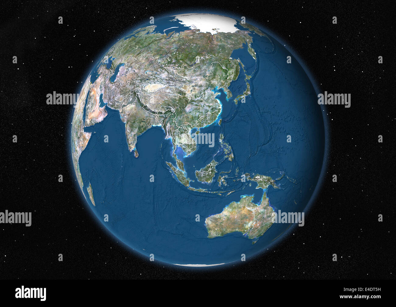 Earth Globe Showing Asia and Australia With Country Borders Stock Photo ...
