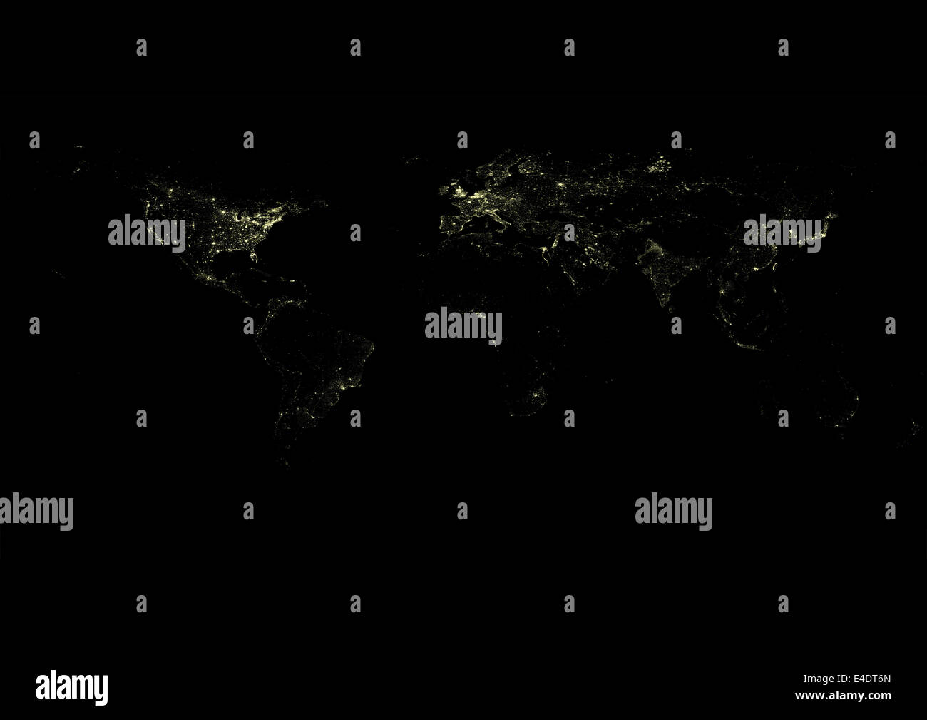Night lights earth flat map hi-res stock photography and images - Alamy