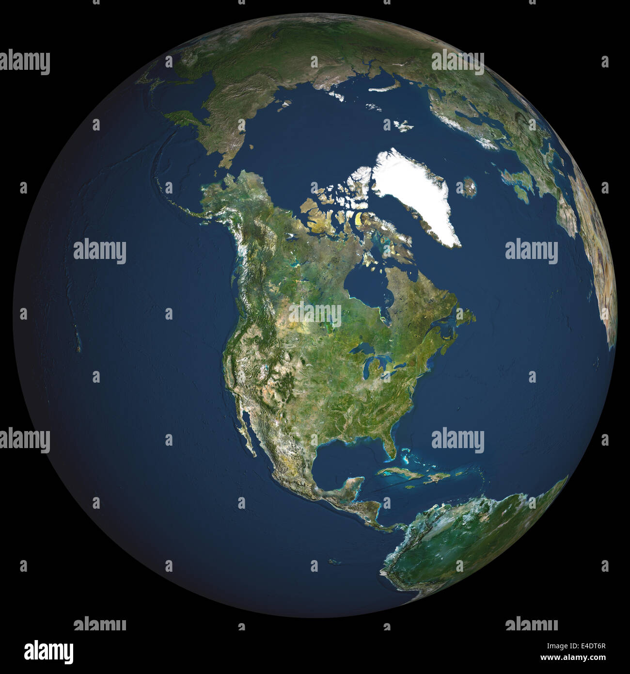 Globe North America, True Colour Satellite Image. Earth. True colour ...