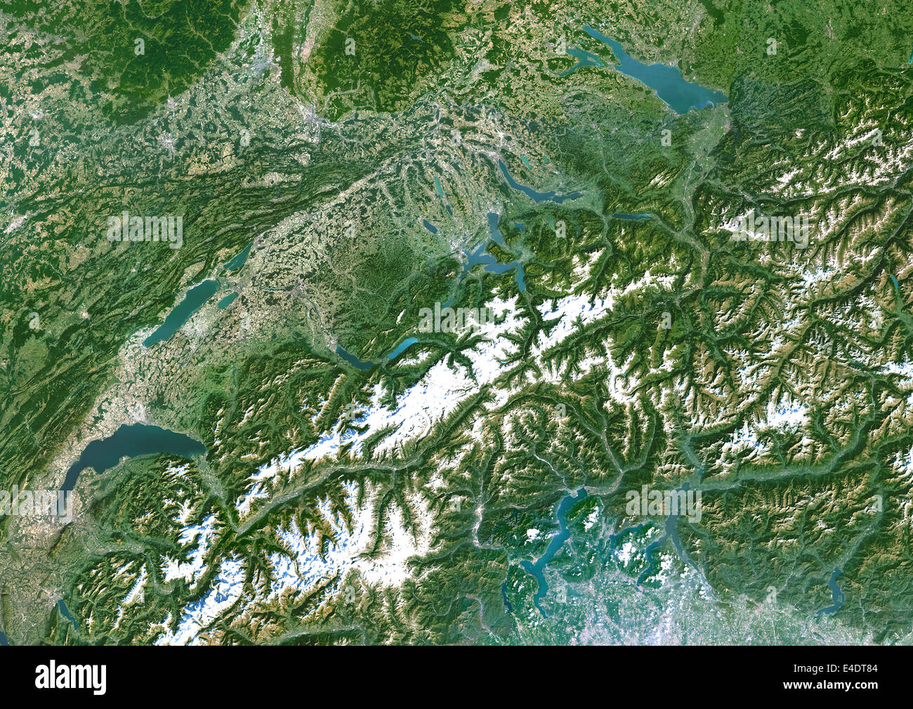 Switzerland, True Colour Satellite Image. Switzerland. Satellite image ...