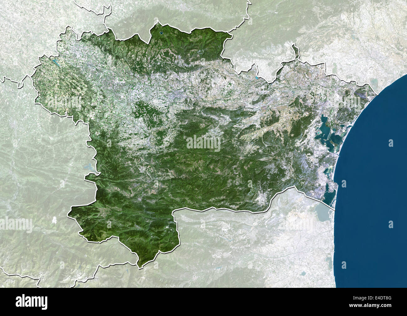 Departement of Aude, France, True Colour Satellite Image Stock Photo ...