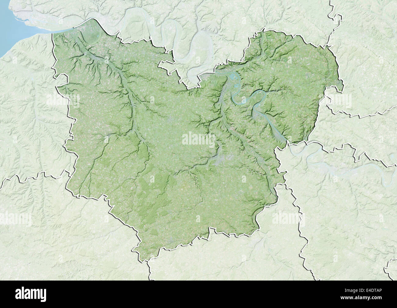 Departement of Eure, France, Relief Map Stock Photo - Alamy