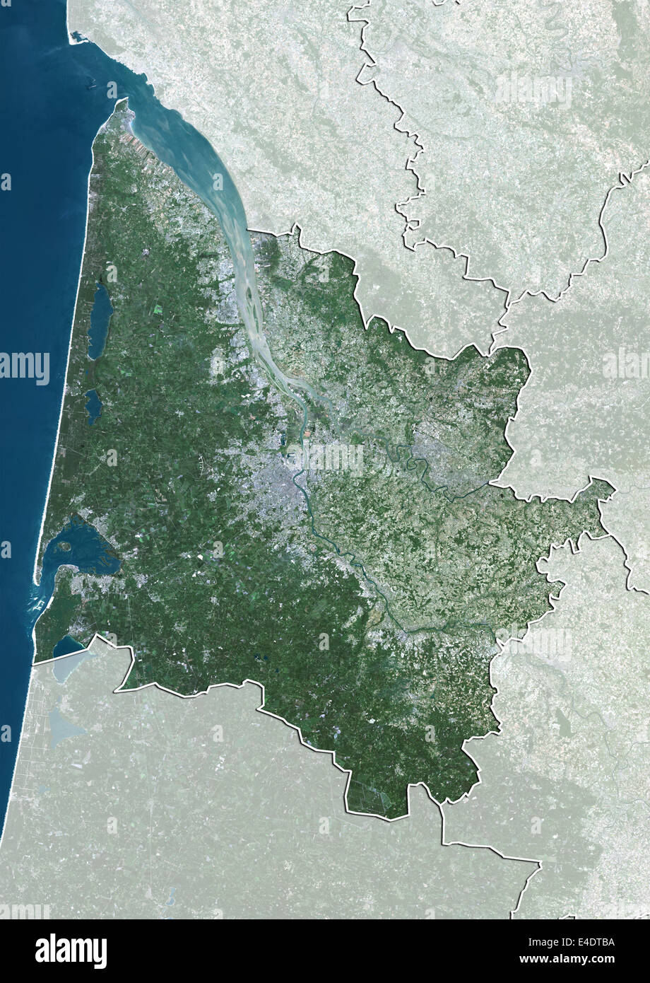 Departement of Gironde, France, True Colour Satellite Image Stock Photo ...