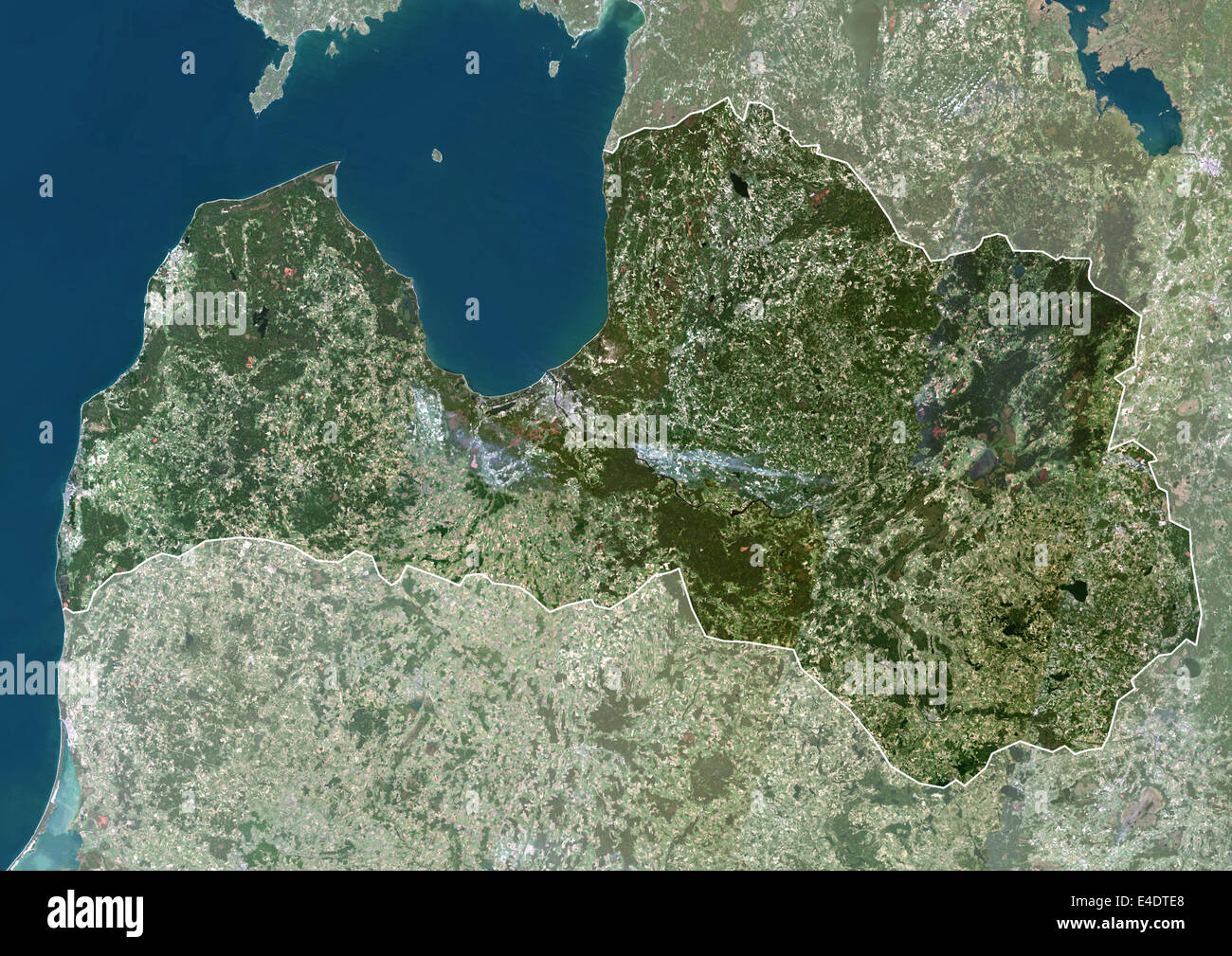 Latvia, Europe, True Colour Satellite Image With Border And Mask ...