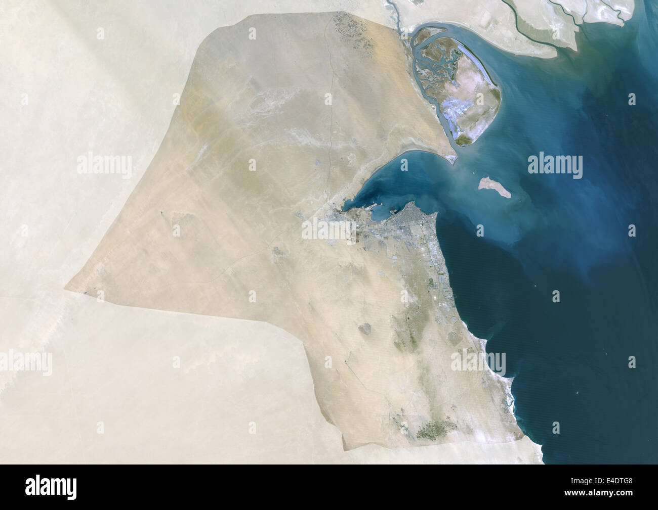 Kuwait, True Colour Satellite Image With Mask. Kuwait, true colour ...