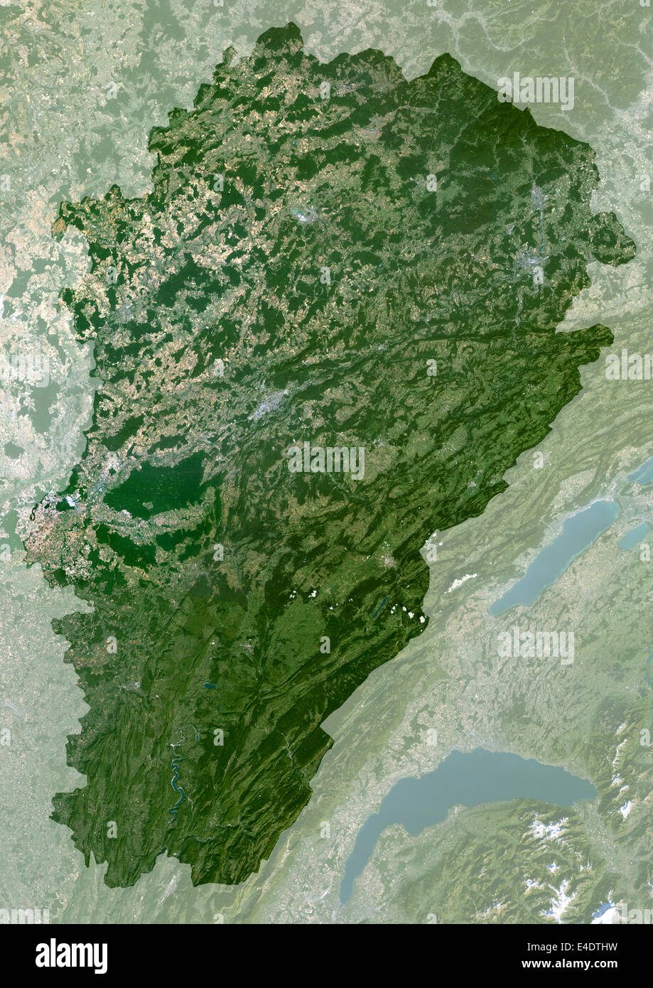 Franche-Comte Region, France, True Colour Satellite Image With Mask ...