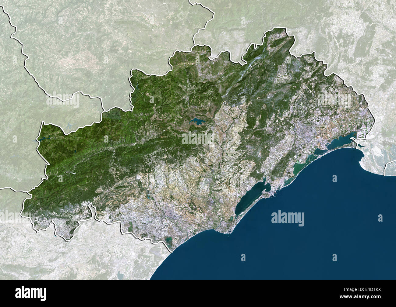 Departement of Herault, France, True Colour Satellite Image Stock Photo ...