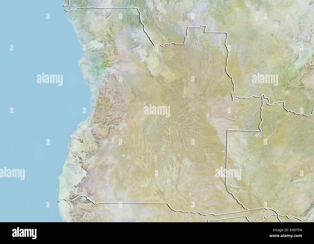 Angola, Relief Map With Border Stock Photo - Alamy